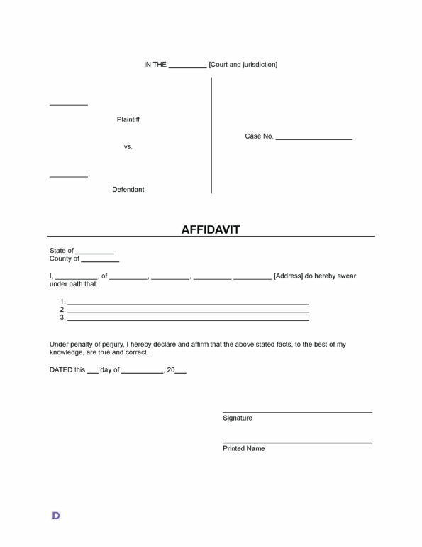 Free Affidavit Template | PDF & Word | Document Genius
