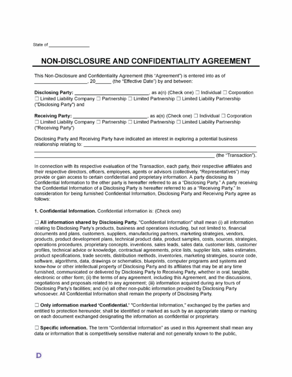 Free Non-Disclosure Agreement Template | Document Genius