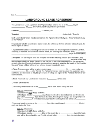 Free Land Lease Agreement Template | Document Genius