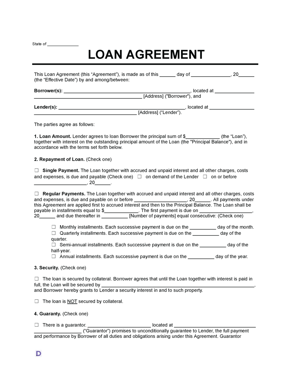 Free Loan Agreement Template | Document Genius