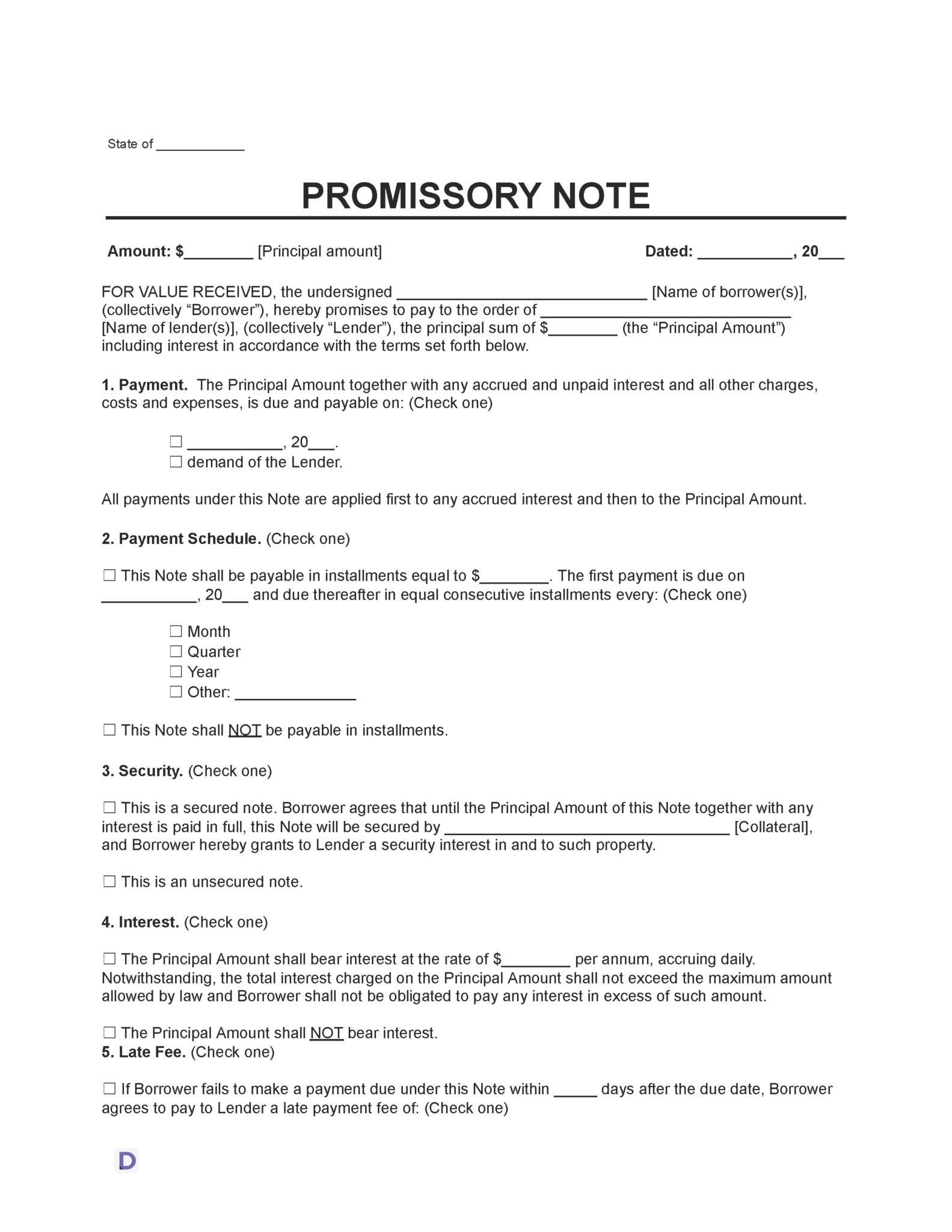 Free Promissory Note Template | PDF & Word | Document Genius