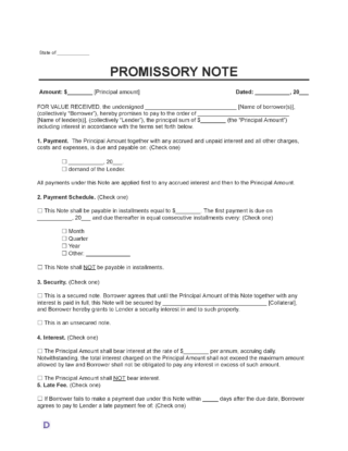 Free Promissory Note Template | PDF & Word | Document Genius