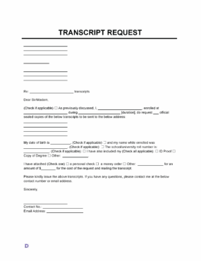Free Transcript Request Form Template Document Genius