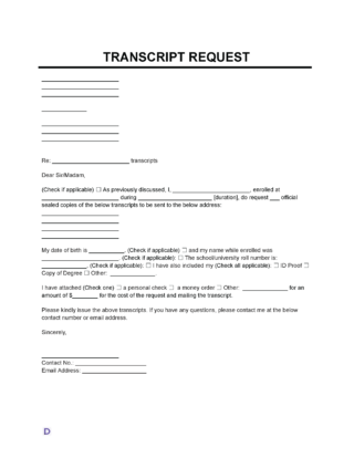 Free Transcript Request Form Template | Document Genius