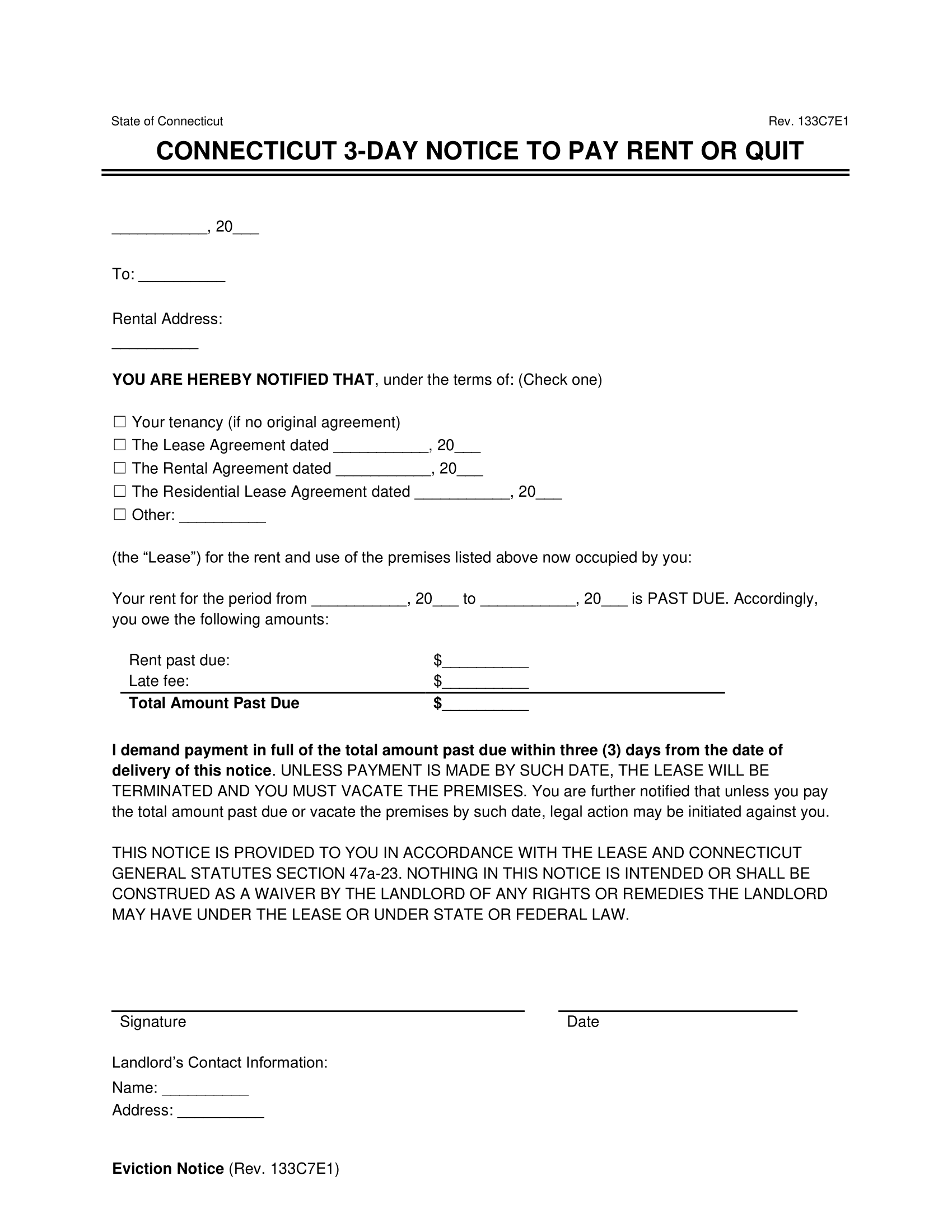 Free Connecticut Eviction Notice Template | Document Genius