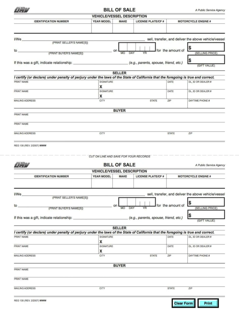 Free California Bill of Sale Form | Document Genius