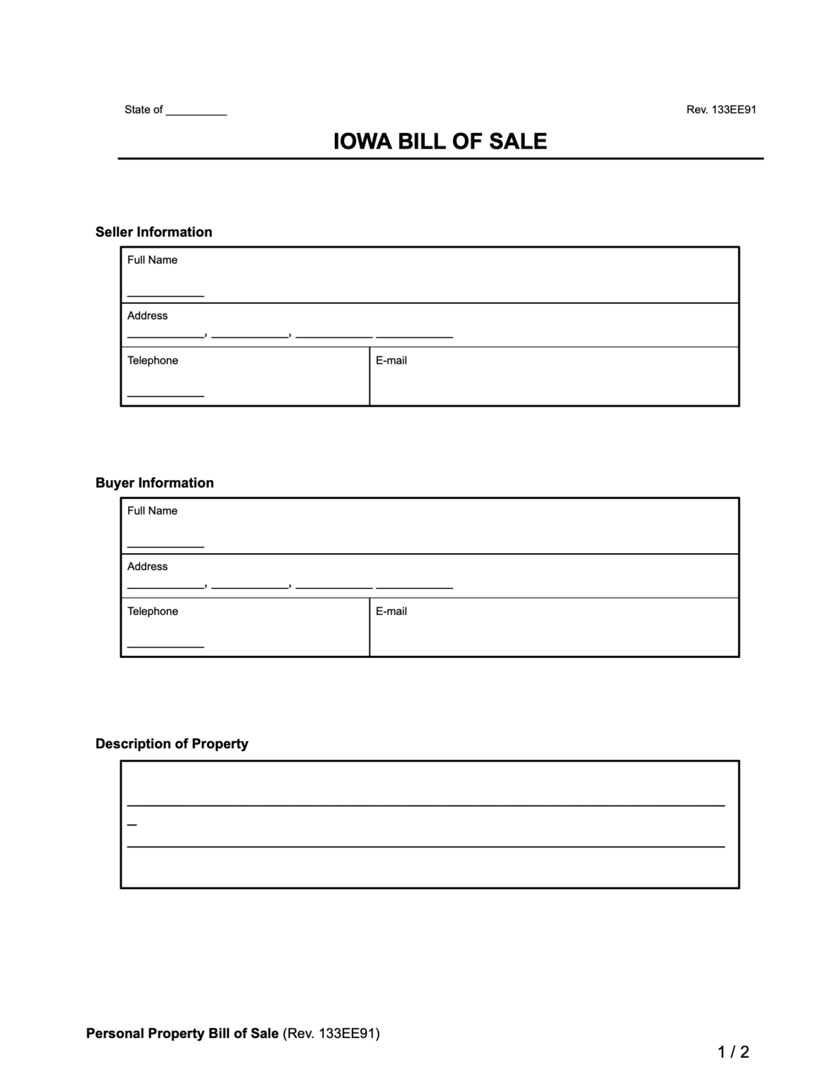 Free Iowa Bill of Sale Form | Document Genius