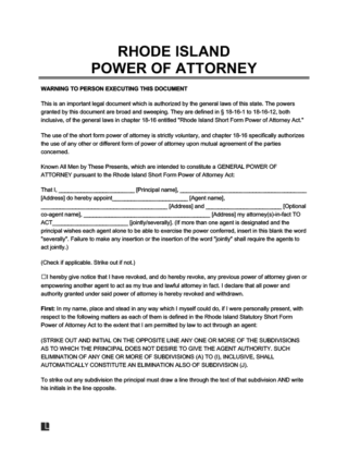 Free Rhode Island Power of Attorney Template | Document Genius