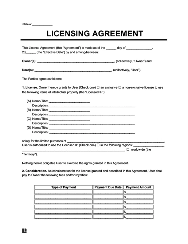 Free Licensing Agreement Template | Document Genius